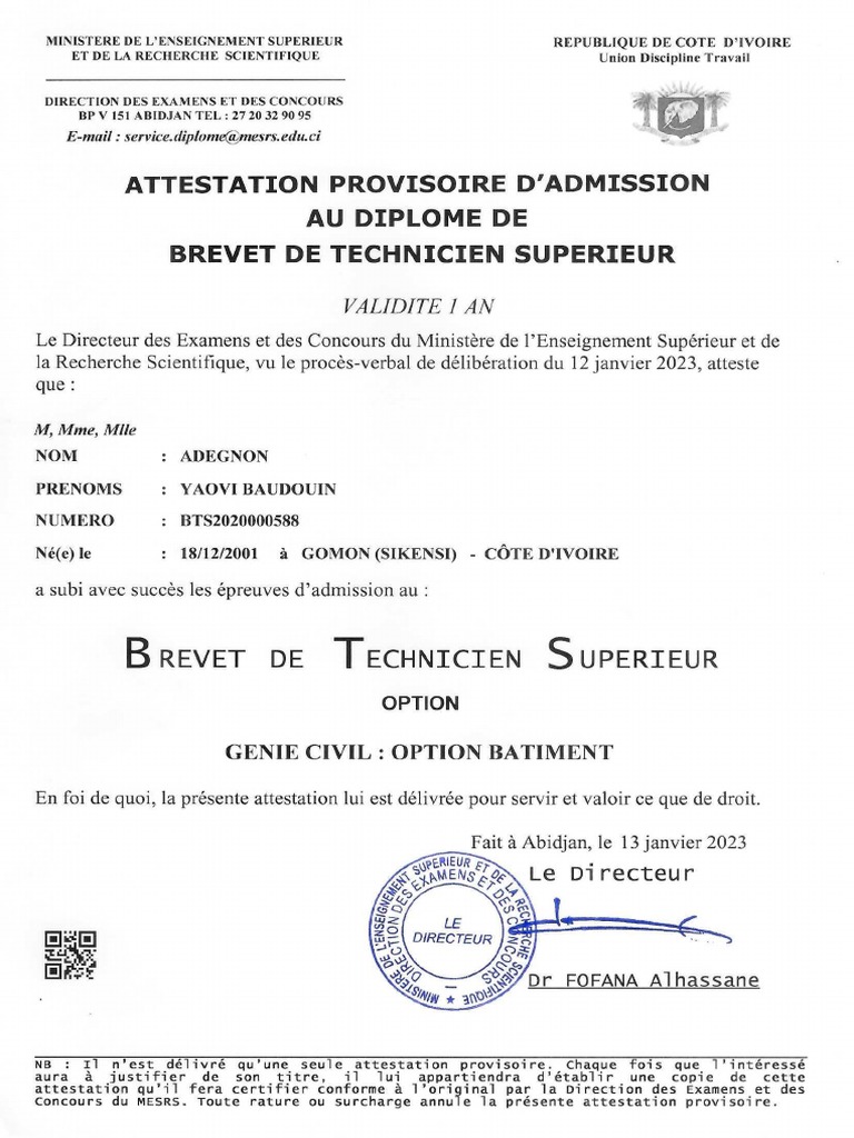 Diplome Adegnon PDF | PDF