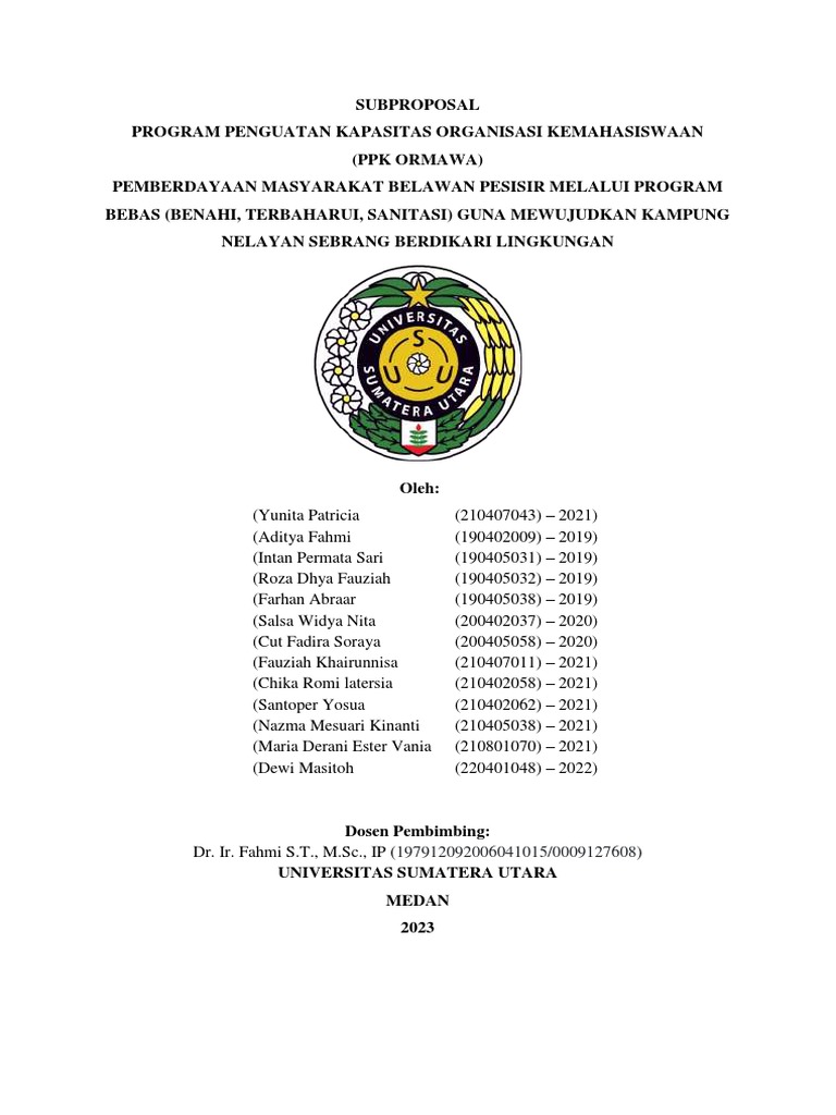 (Rev) SUBPROPOSAL - PPK - ORMAWA - SRE - USU - 2023 - TL - 21 - 043 Yunita Patricia | PDF