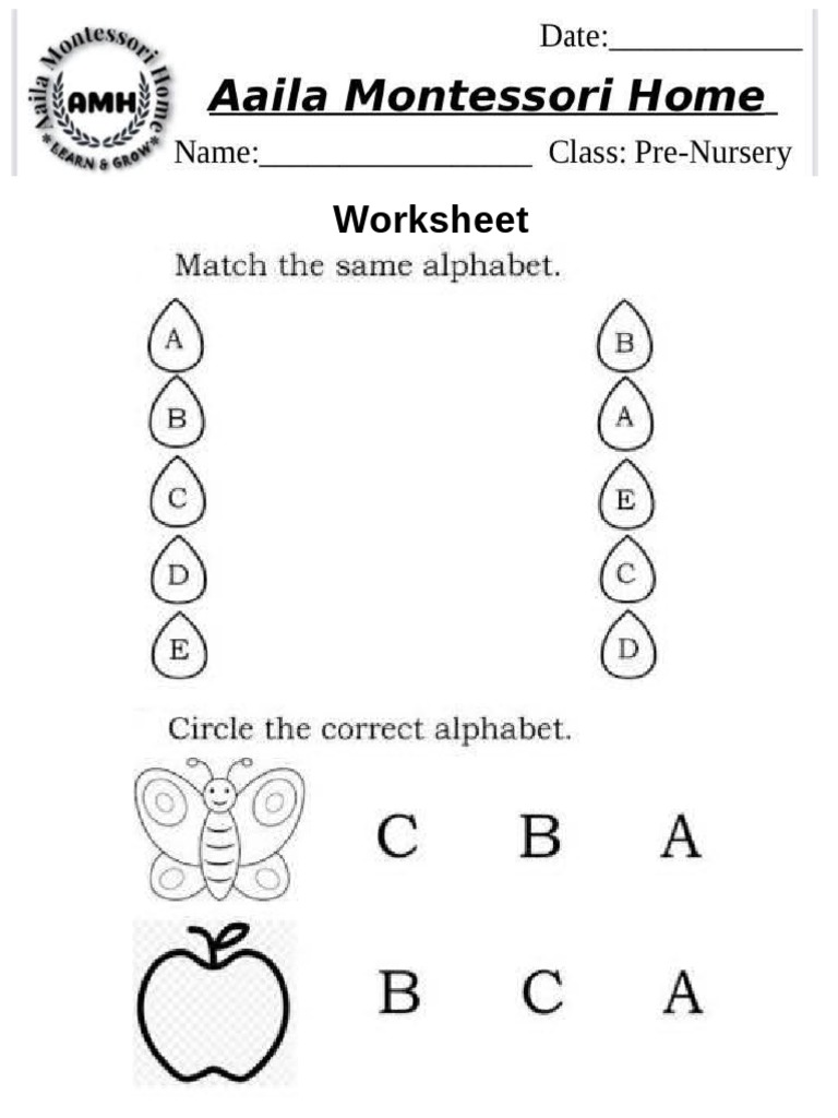 Prenursery English Worksheet | PDF