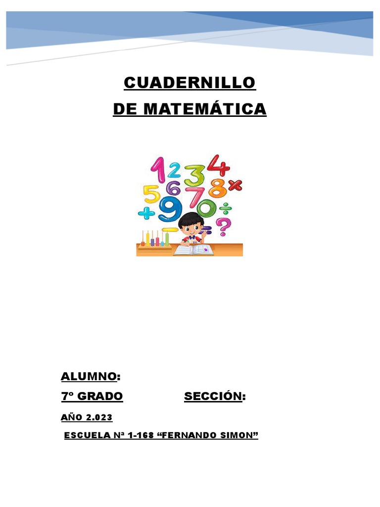 CUADERNILLO Matematica para 7° 2023 | PDF | División (Matemáticas) | Multiplicación