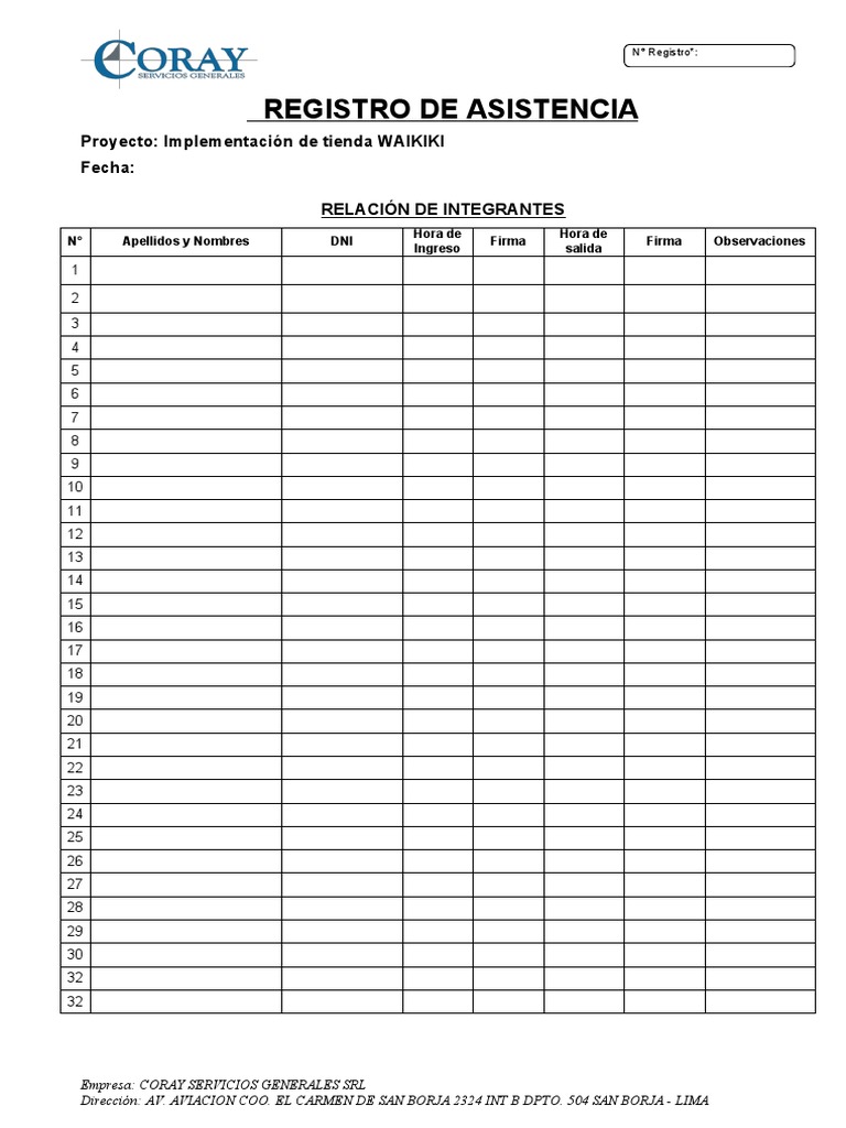 Registro de Asistencia para Proyecto WAIKIKI | PDF | Finanzas y dinero