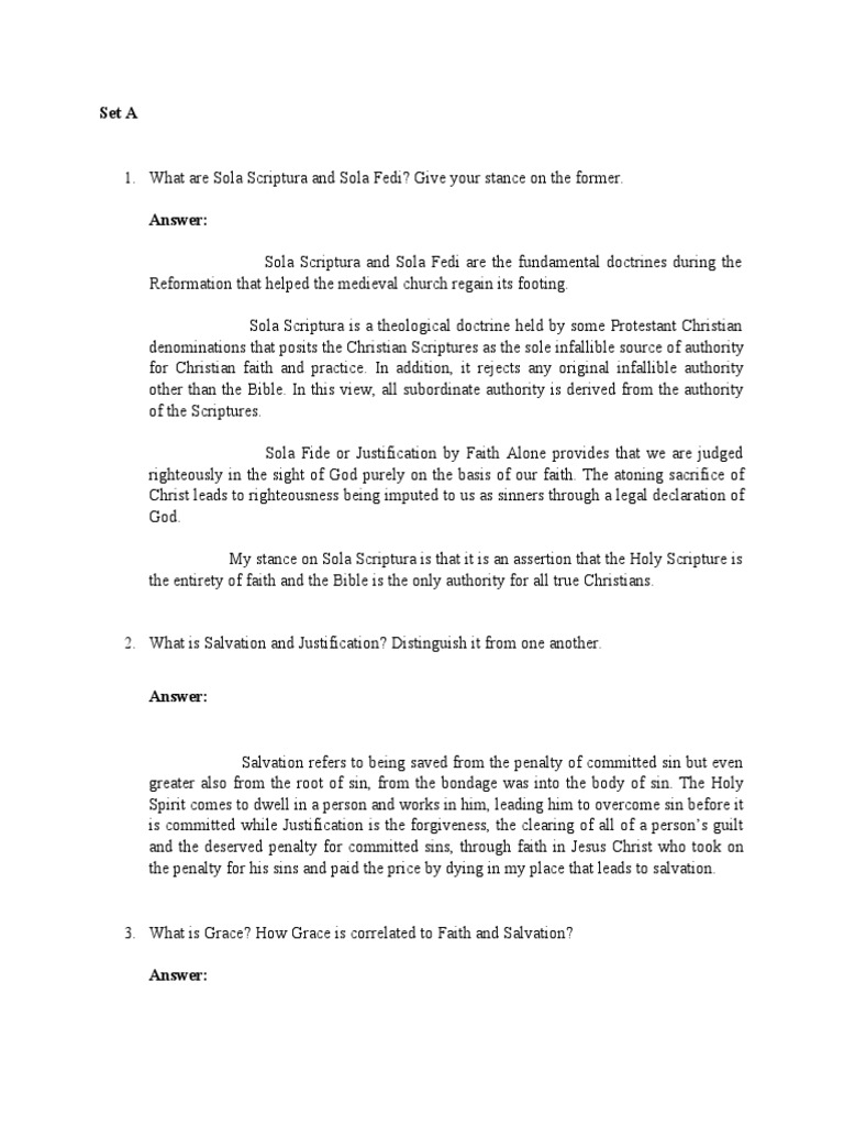 Apologetics Activity No 5 Pdf Catholic Church Justification