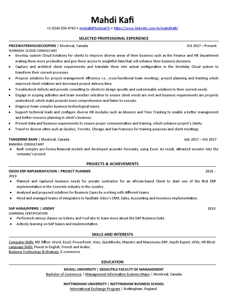 Mahdi Kafi CV | PDF | Enterprise Resource Planning | Business