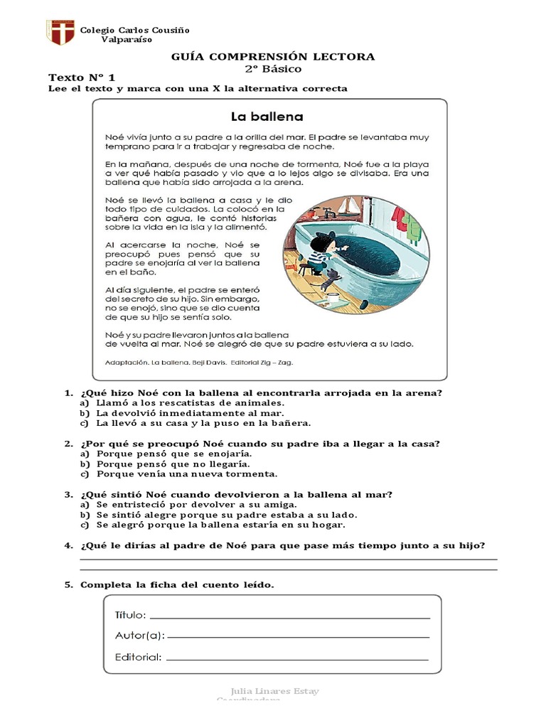 Guía Comprensión Lectora 2° Básico | PDF