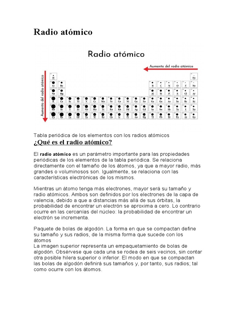 Radio Atómico | PDF | Átomos | Enlace químico