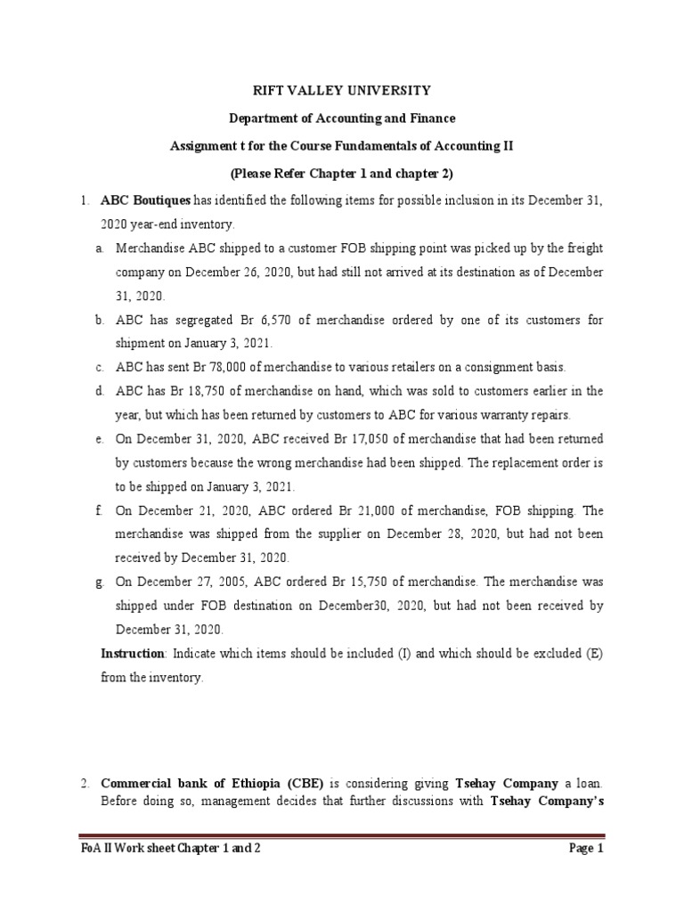 FOA II Assignment | PDF | Depreciation | Cost Of Goods Sold