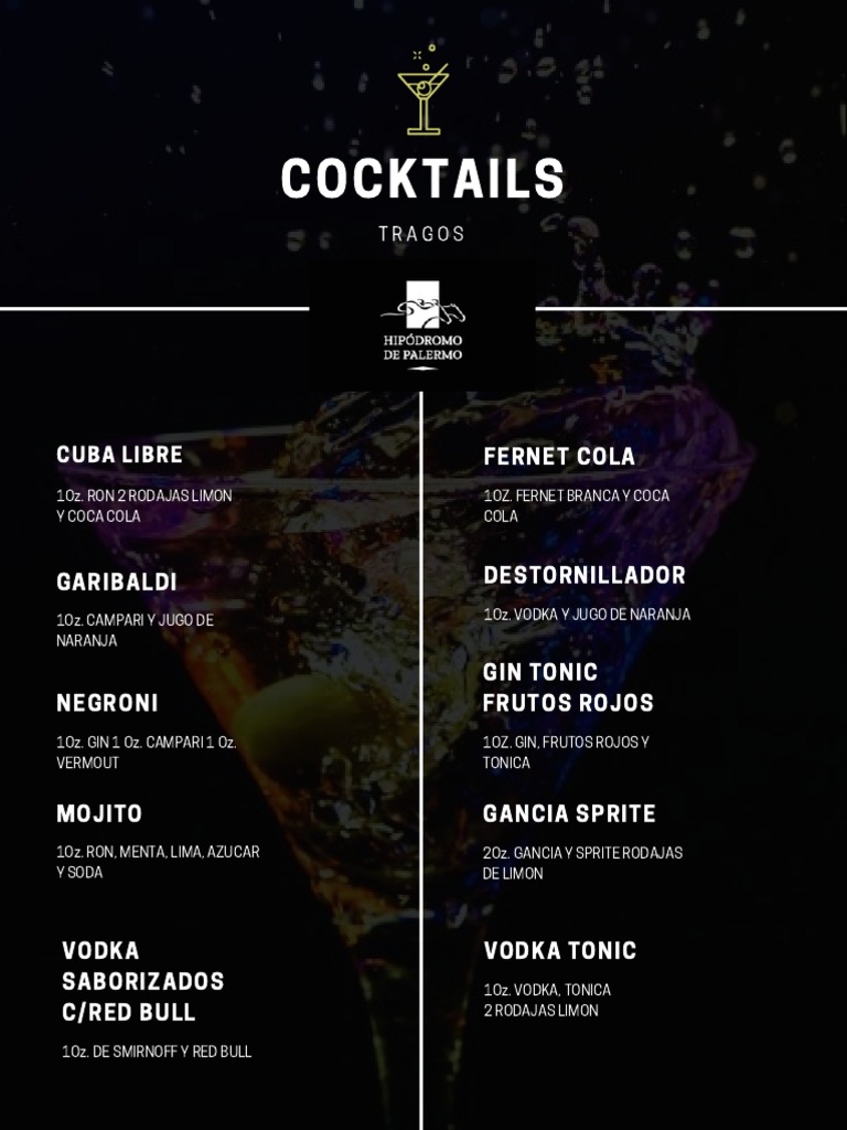 Bar de Tragos Menú | PDF