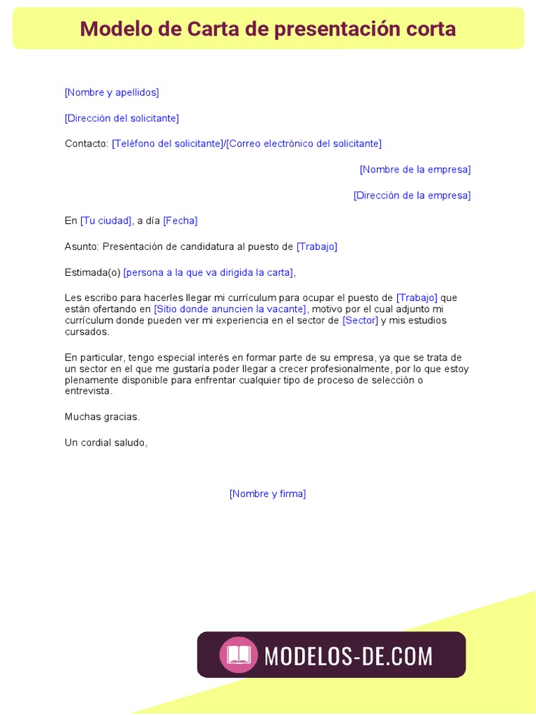 Modelo Carta de Presentación Corta | PDF