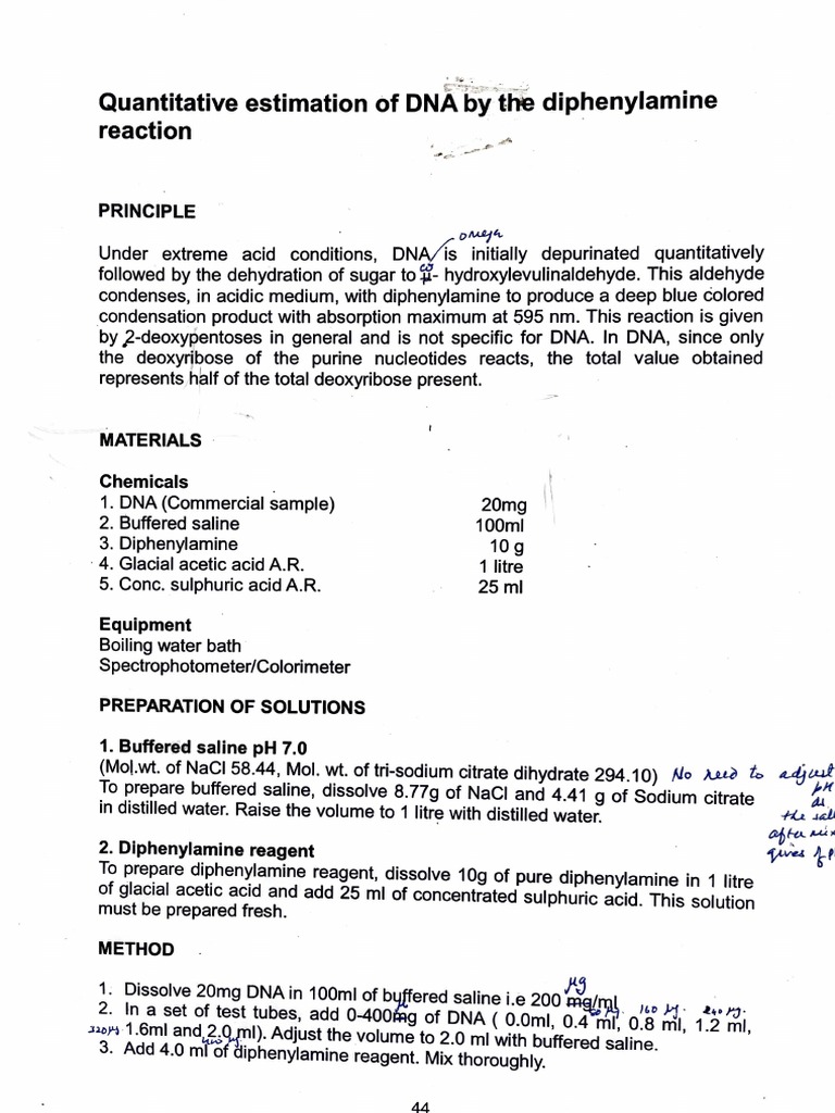 DNA Estimation Using DPA Reaction PDF | PDF | Buffer Solution | Acid