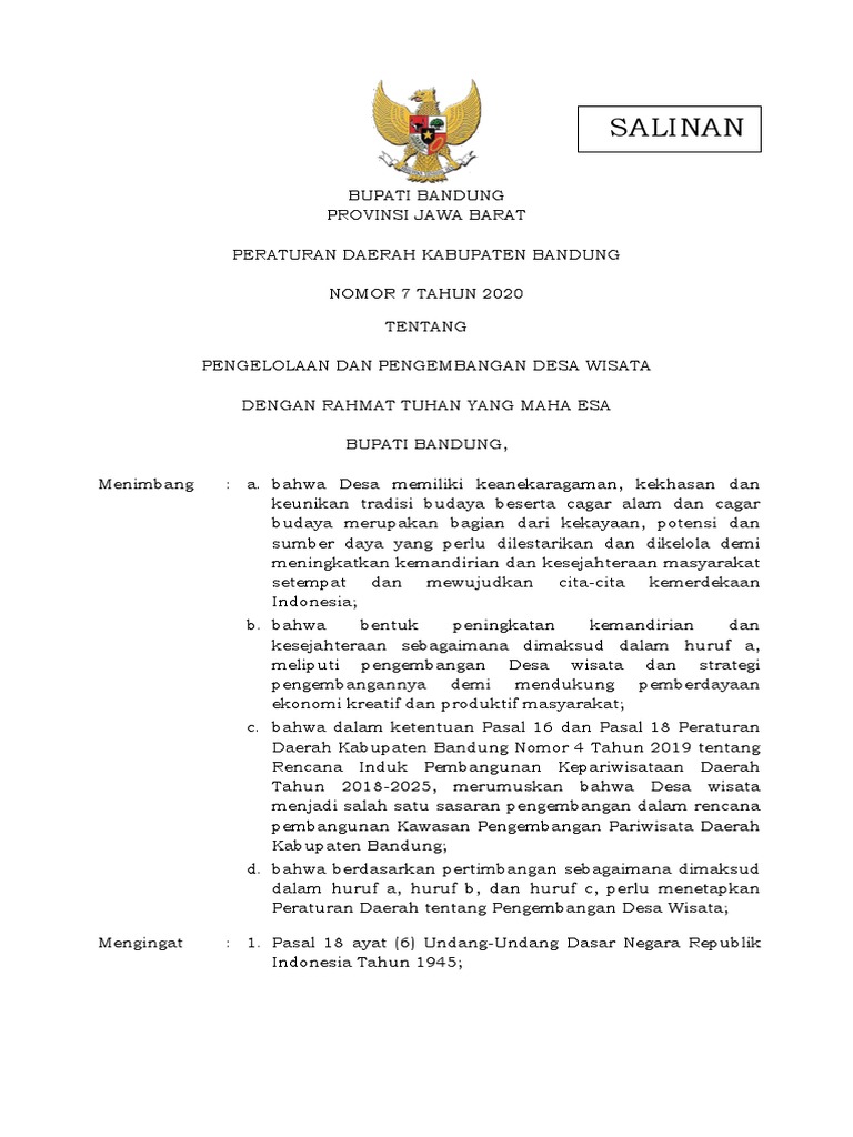 Perda Kab BAndung No - 7 - Tahun - 2020 - 1609318752 | PDF