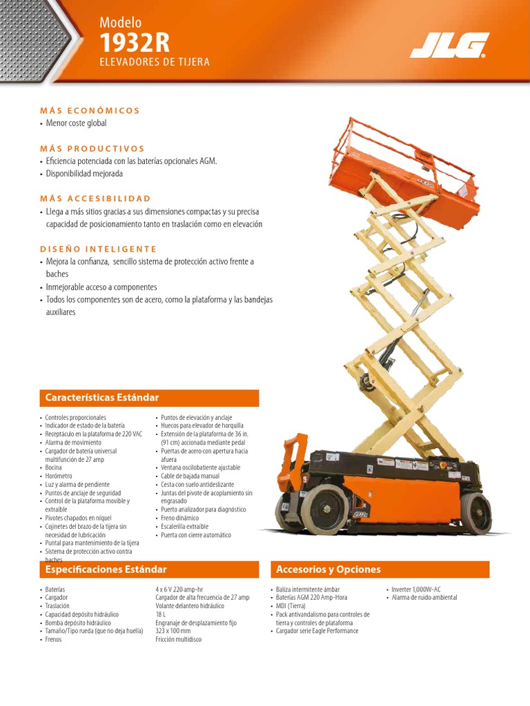 Ficha Técnica JLG 1932R | PDF | Vehículos | Ingeniería mecánica