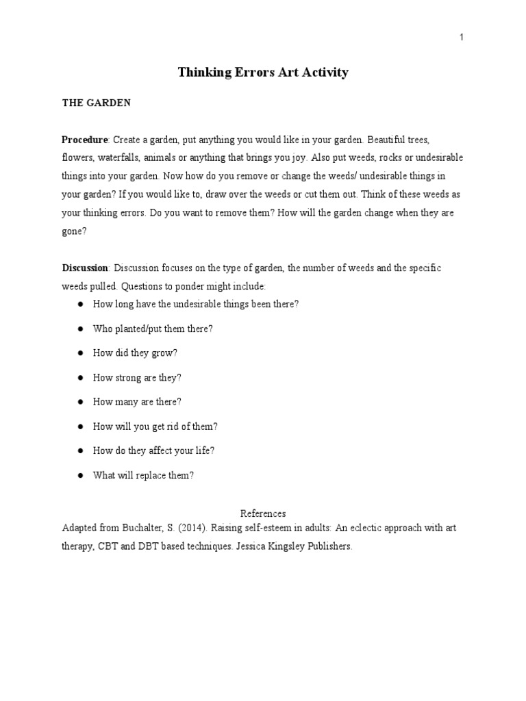 Thinking Errors Art Activity | PDF