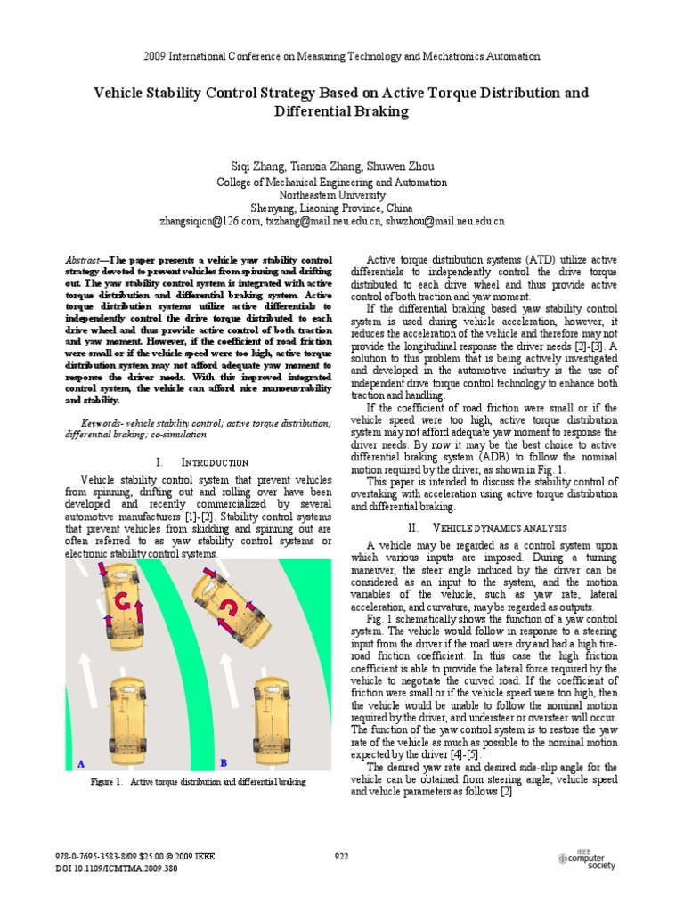 Vehicle Stability Control Strategy Based On Active Torque Distribution ... Vehicle Stability Control Strategy Based On Active Torque Distribution ...
