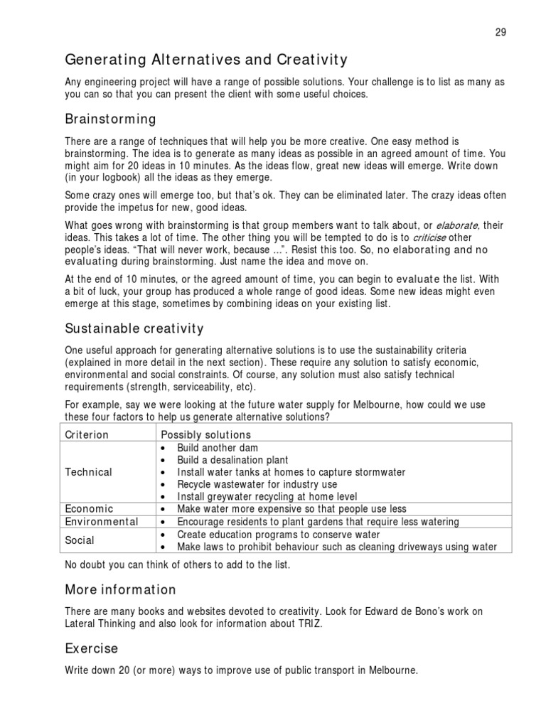 Alternatives | Brainstorming | Sustainability | Free 30-day Trial | Scribd