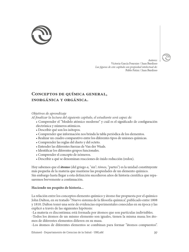 Edumed2020 - C1 - Conceptos de Quimica General, Inorganica y Organica | PDF | Enlace covalente ...