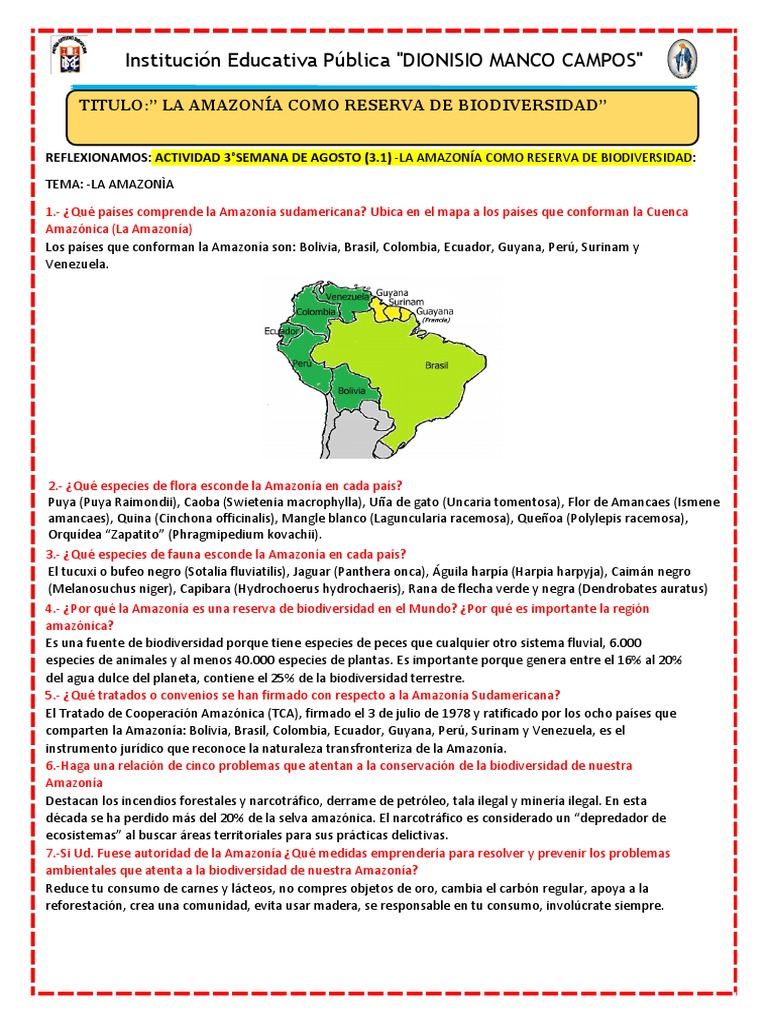 Ficha Sem-C.s-3° Sem Agosto - (3.1) La Amazonia Como Reserva de ...