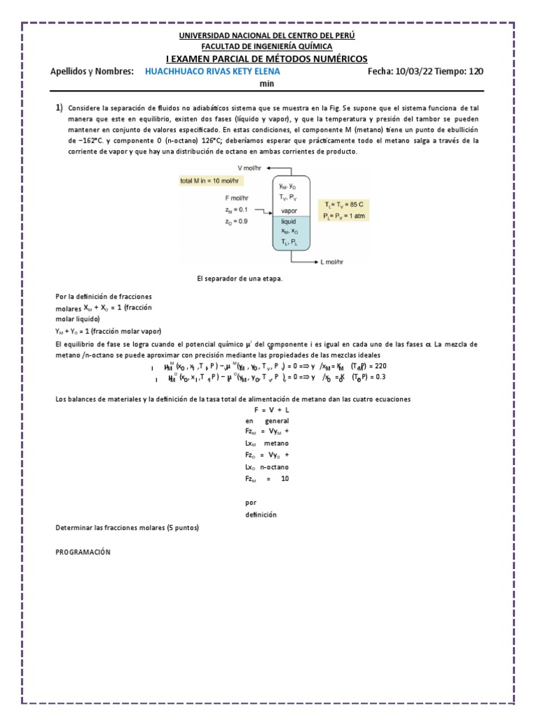 Primer Examen Parcial de Metodos Numericos | PDF | Vapor | Convección