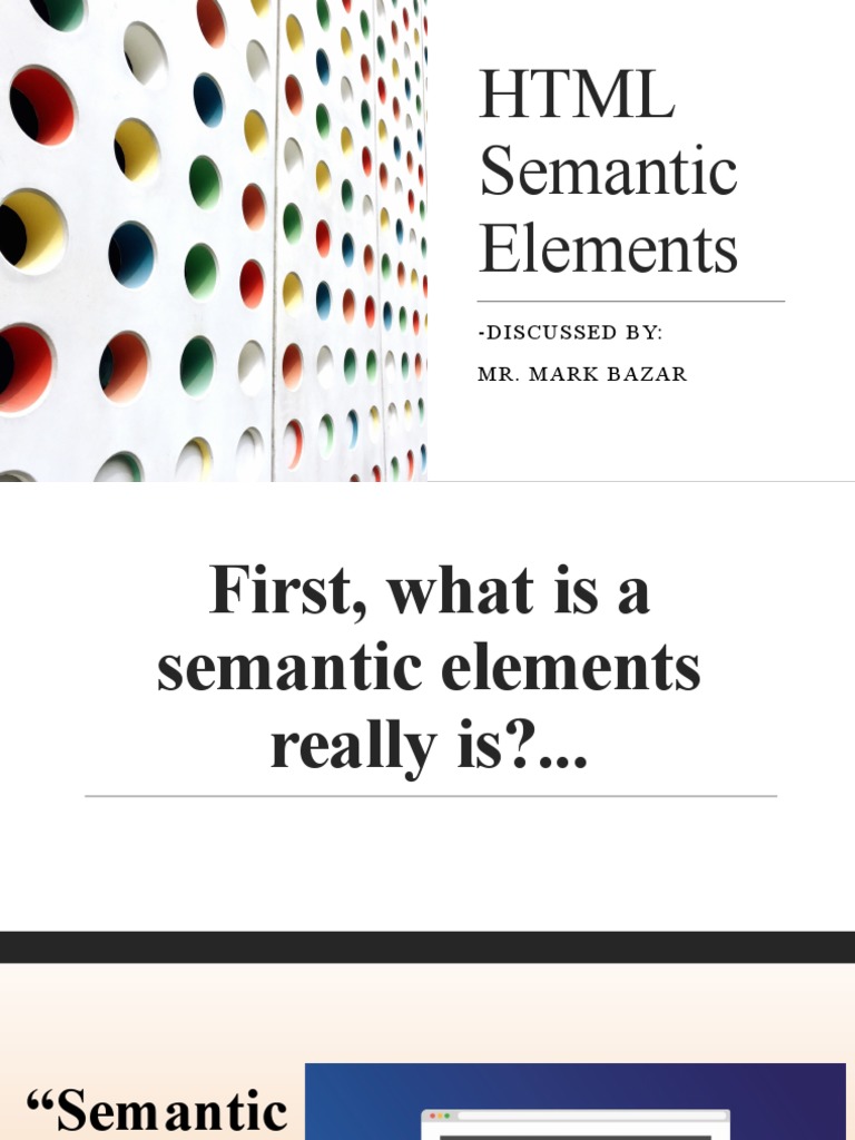 HTML Semantic Elements | PDF | Html | Html Element