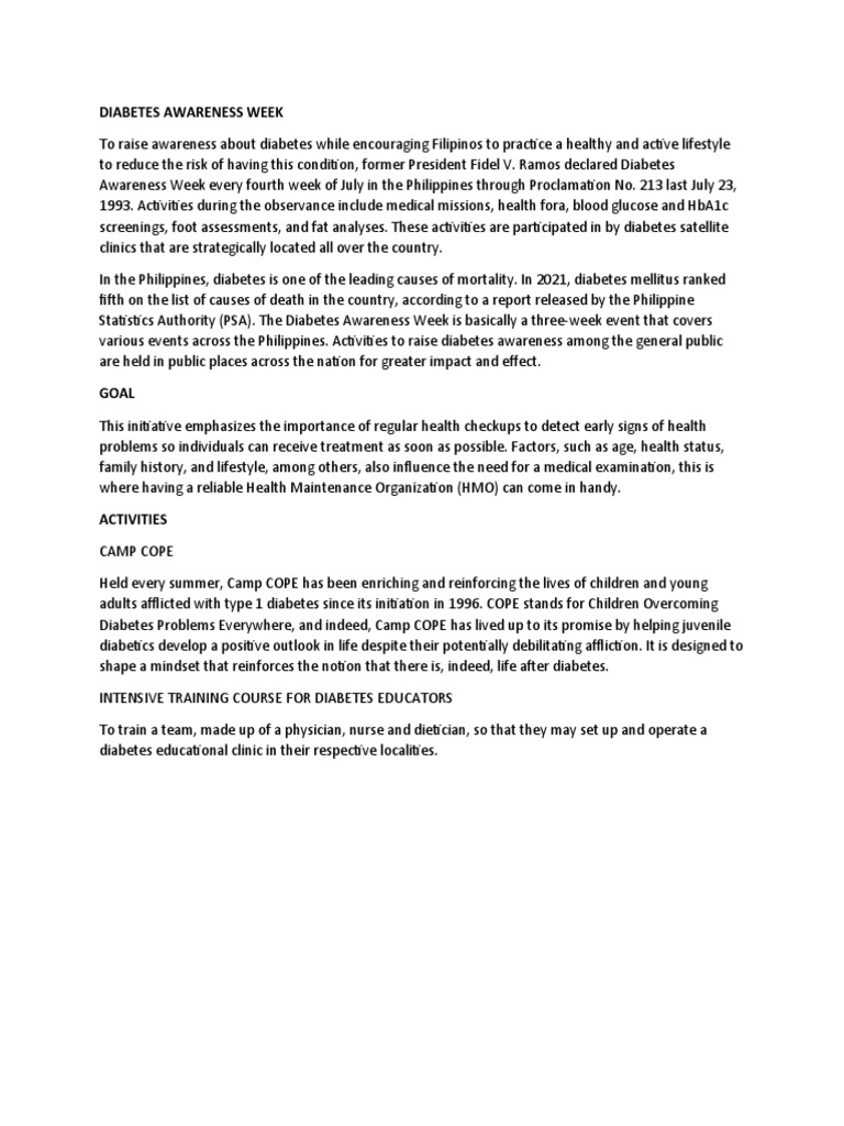 Diabetes Awareness Week | PDF