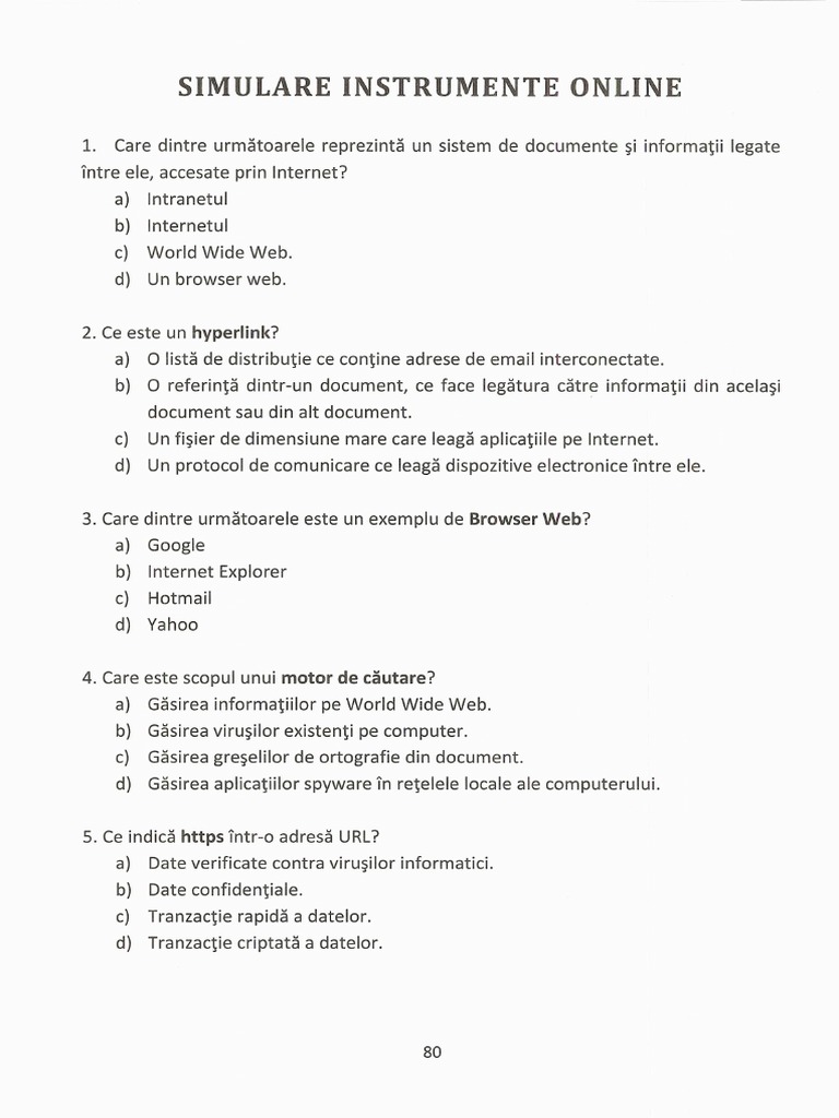 Simulare Instrumente Online Manual Scanat ECDL Rezolvata Partial PDF | PDF