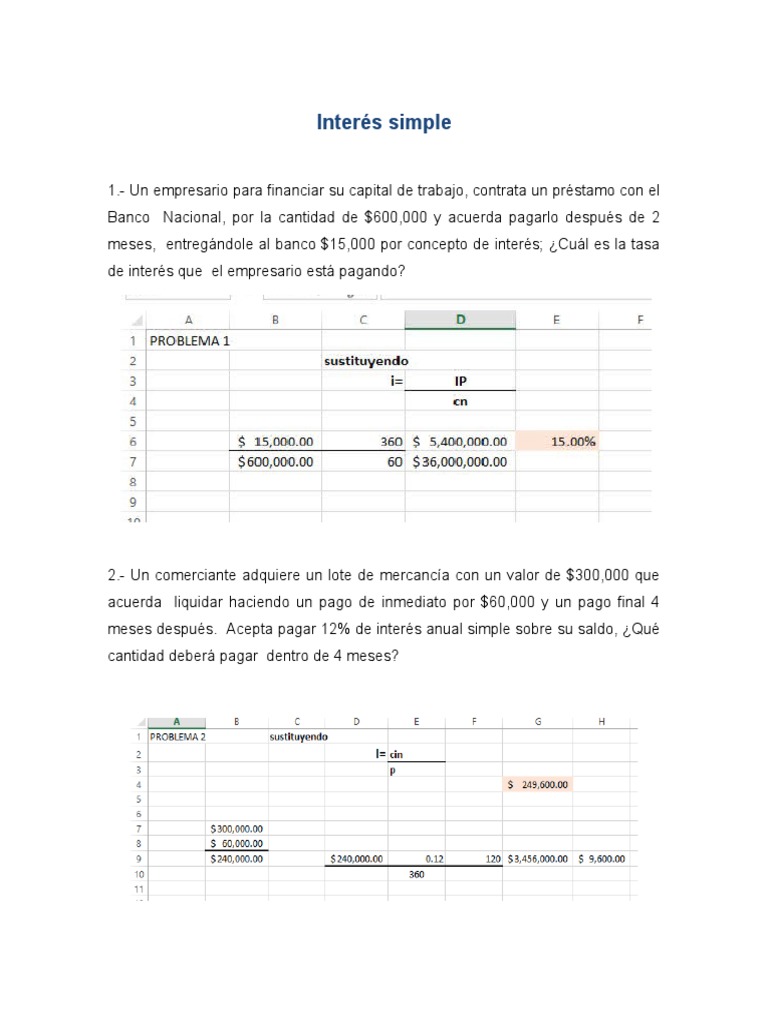 Actividad 1 Interse Simple | PDF | Tasas de interés | Bancario