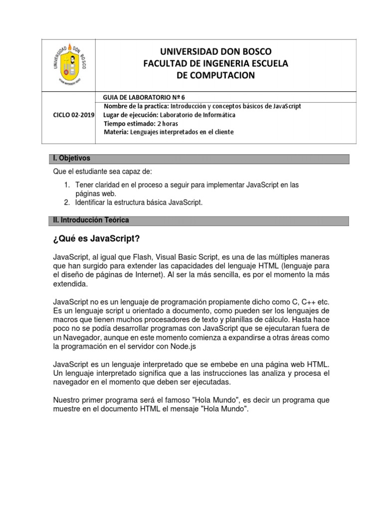 Introducción a JavaScript en Páginas Web | PDF | Script Java | Lenguaje ...