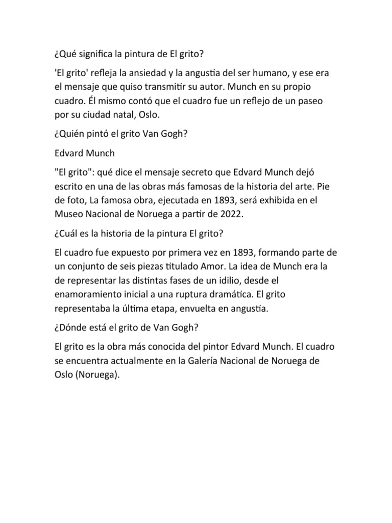 Qué Significa La Pintura de El Grito | PDF