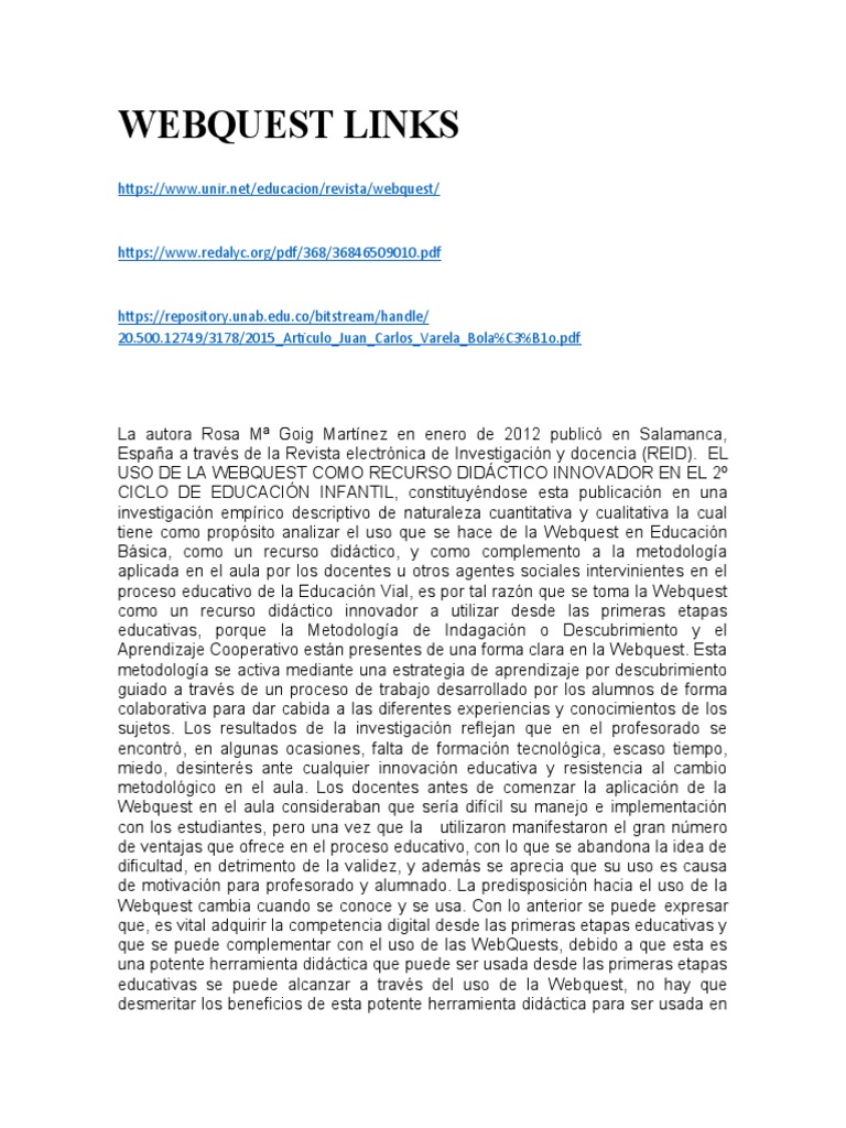 Webquest Links | PDF | Educación primaria | Enseñando