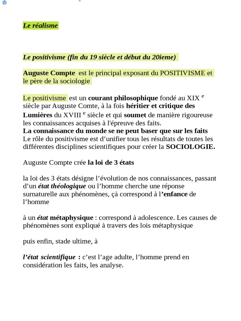 Realisme | PDF | Honoré de Balzac | Positivisme