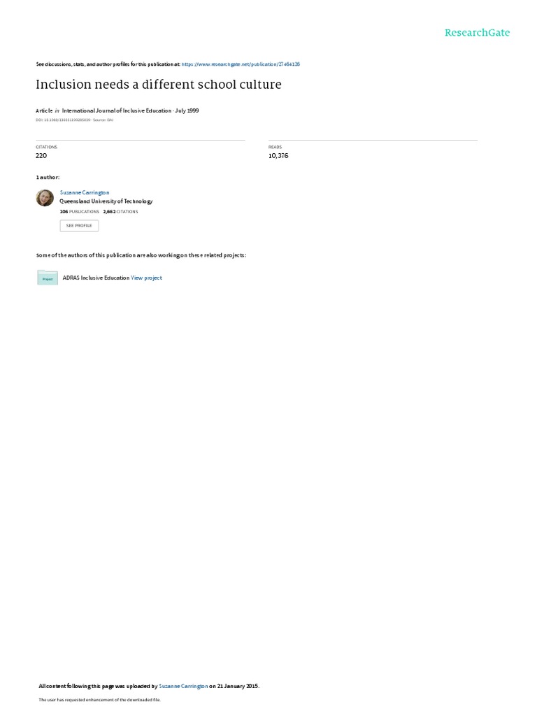 Carrington Pdf Inclusion Education Teachers