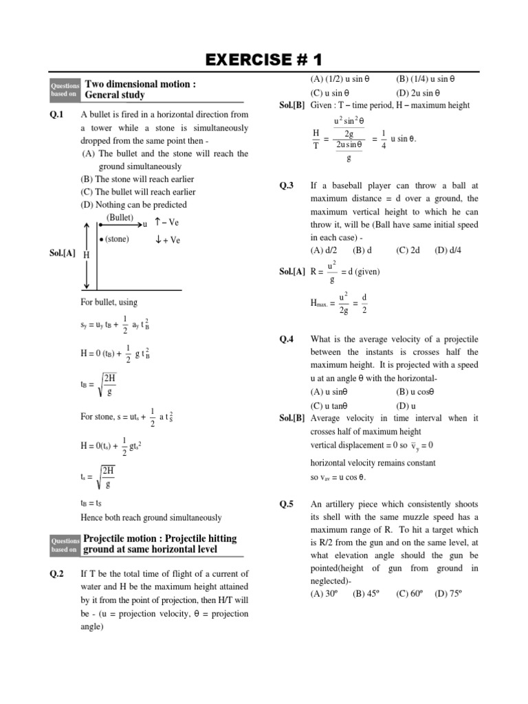 (B) Projectile Motion (Exercise) PDF | PDF | Projectiles | Acceleration