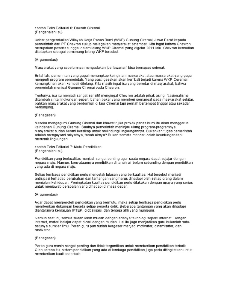 Contoh Teks Editorial 6 | PDF | Karier & Perkembangan