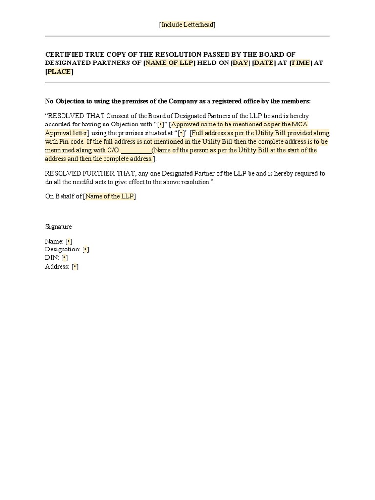 Template - NOC - LLP | PDF