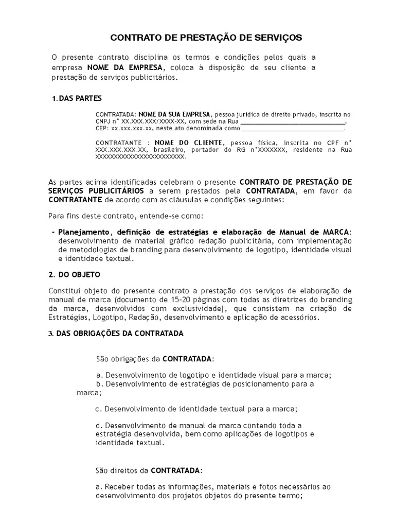 Modelo+de+contrato+-+o Cio PDF | PDF | Marca | Publicidade