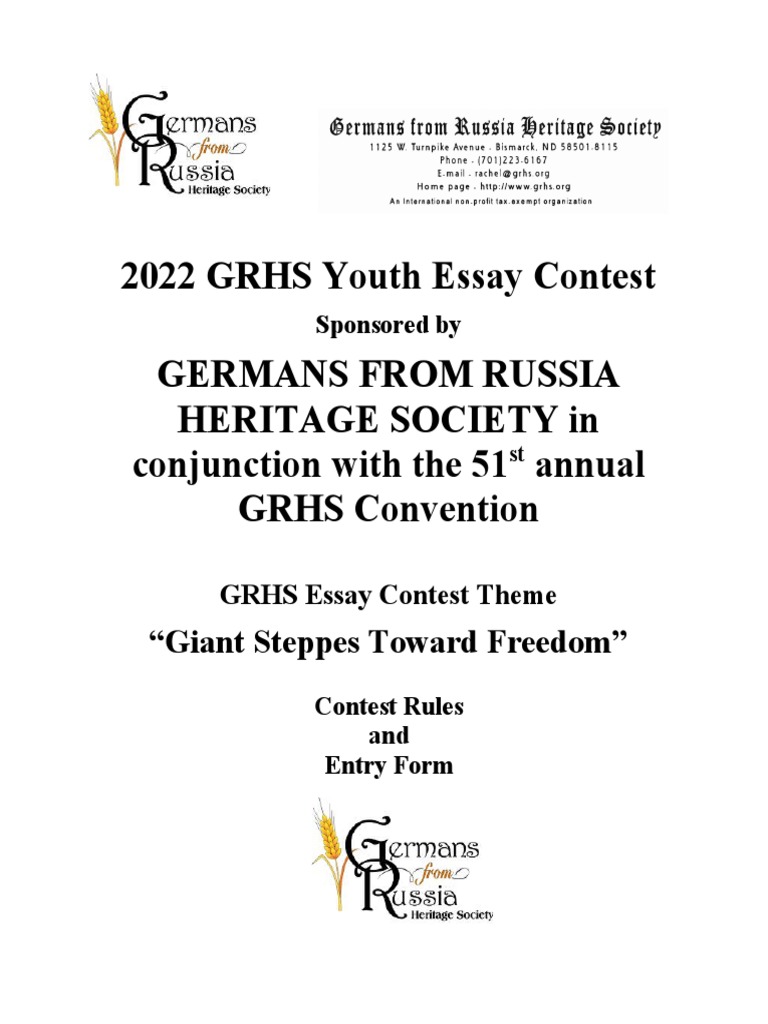2022 GRHS Youth Essay Contest Entry Form | PDF | Citation 2022 GRHS Youth Essay Contest Entry Form | PDF | Citation