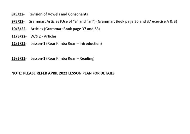 May English Lesson Plan PDF | PDF