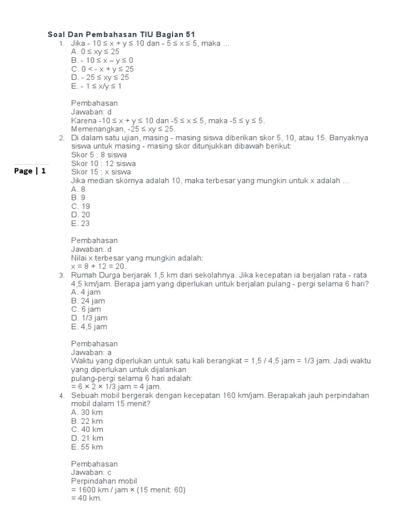 Soal Dan Pembahasan TIU 51-55 | PDF