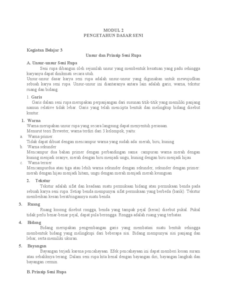 Unsur dan Prinsip Seni Rupa Dasar | PDF