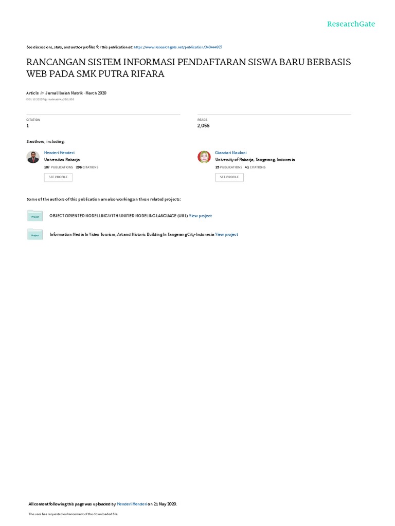A Web-Based Student Registration Information System to Improve the Registration Process for New ...