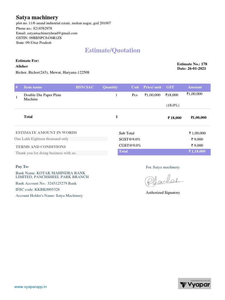 Machine Quotation PDF | PDF