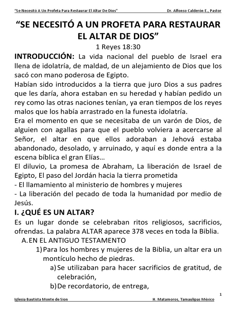 Se Necesitó A Un Profeta para Restaurar El Altar de Dios PDF | PDF | Creencia religiosa y doctrina