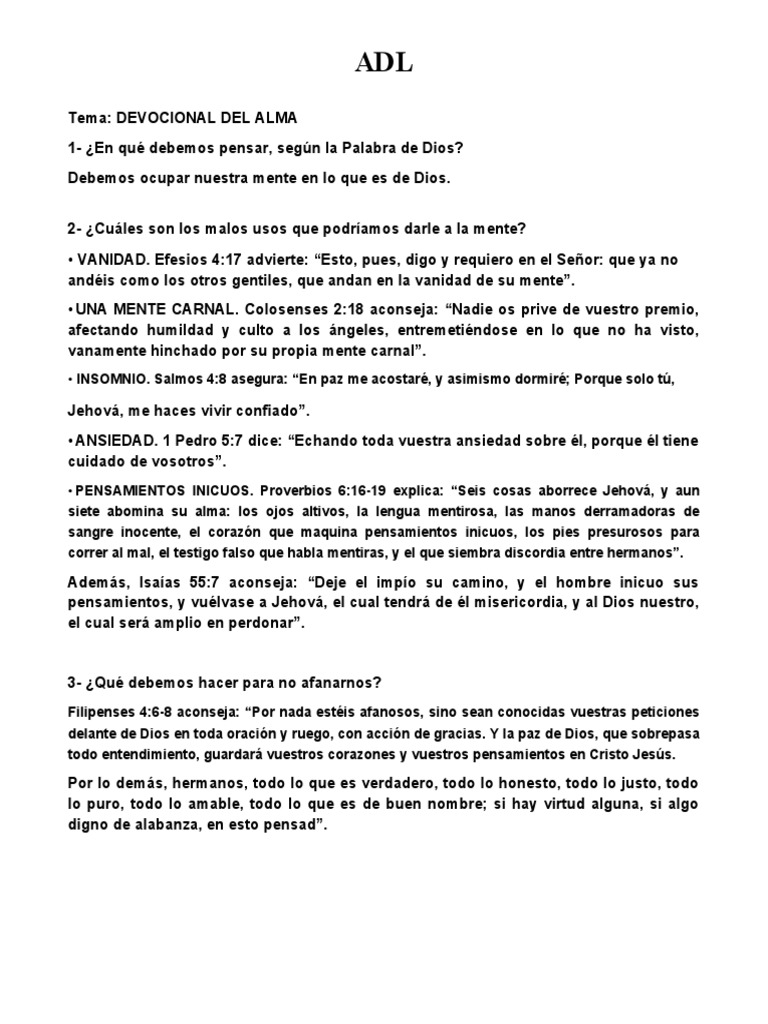 DEVOCIONAL de La Mente ADL Guillermo Quezada | PDF