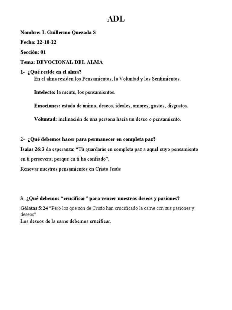 Devocional Del ALMA ADL Guillermo Quezada | PDF