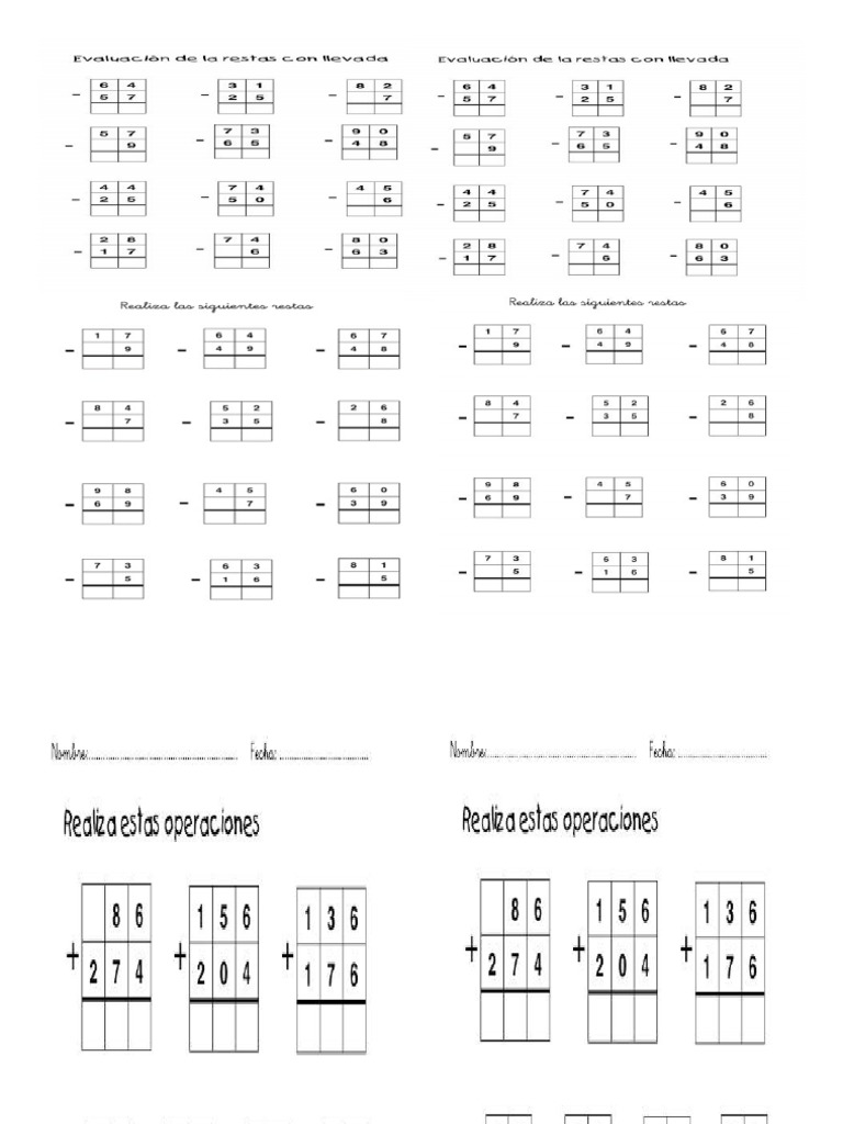 Ponte A Prueba Sumas y Restas | PDF