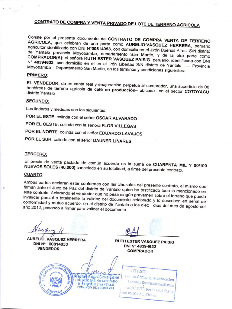 Compra Venta Ruth Vasquez | PDF