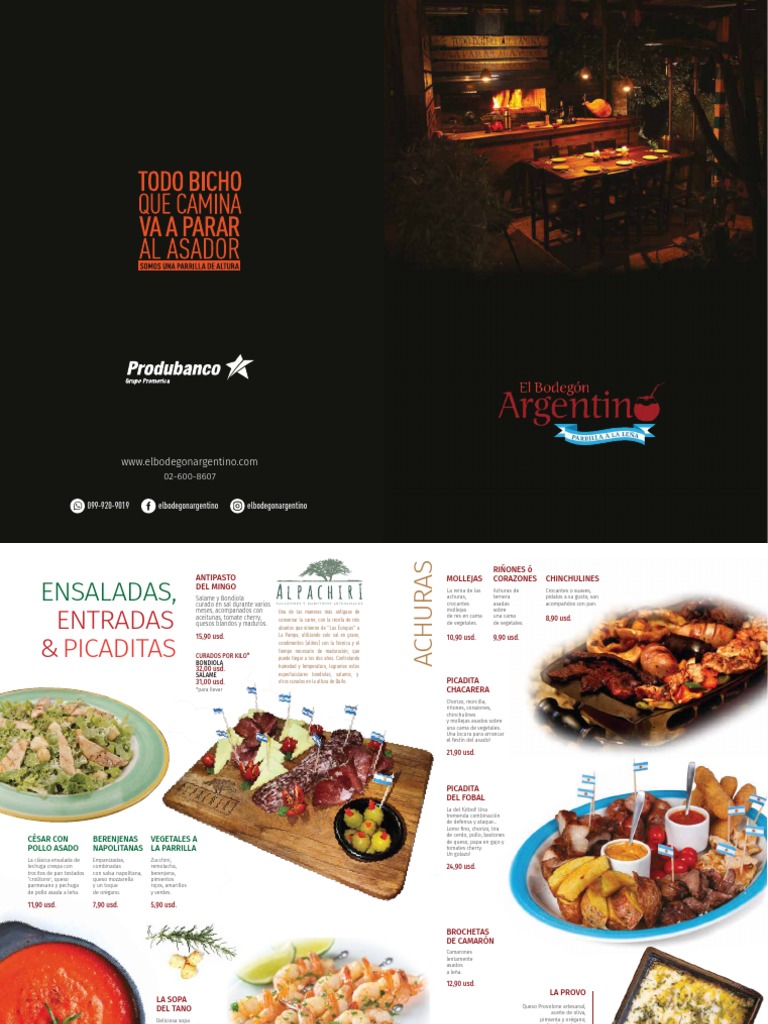 Menú de Asados y Picaditas Argentinas | PDF | Pizza | Menudencias