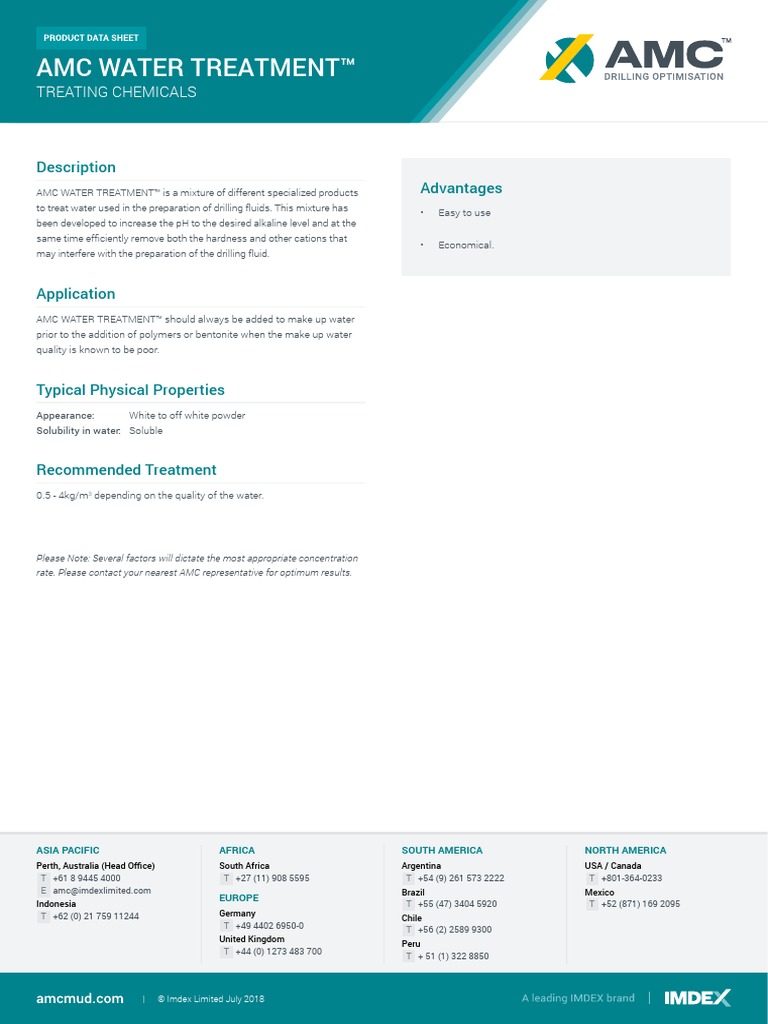 Amc Water Treatment PDS | PDF
