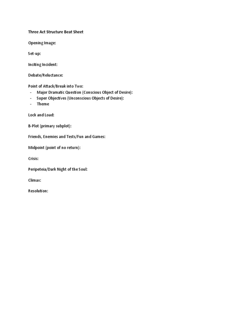 Beat Sheet - Template | PDF | Games & Activities