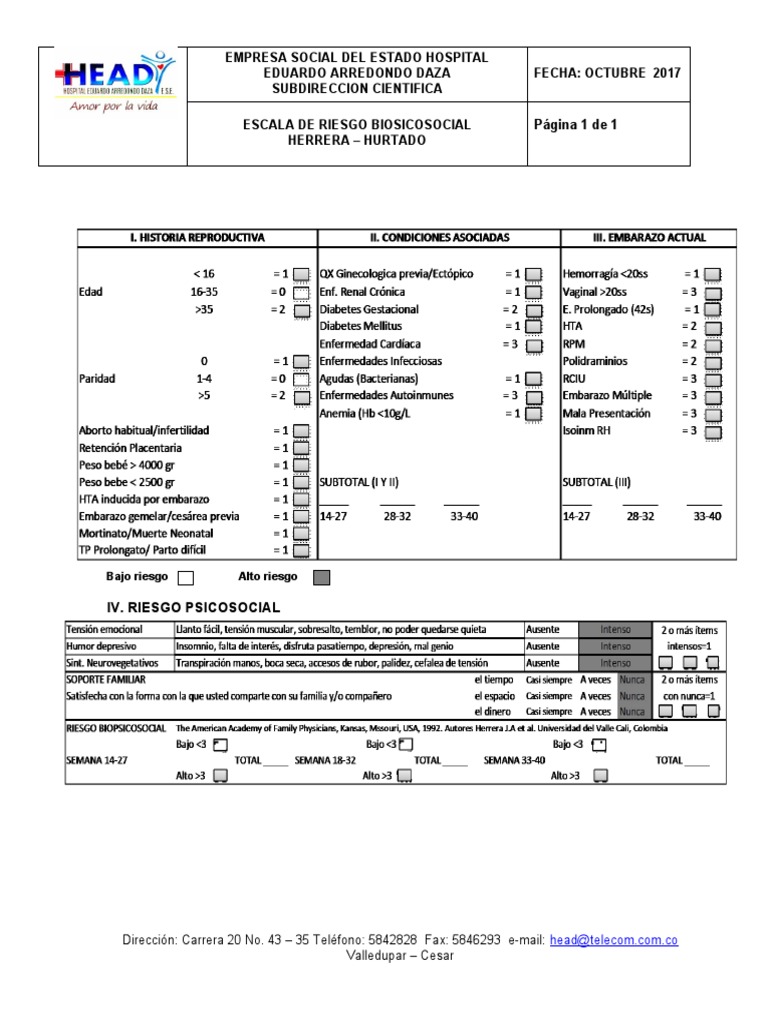 Escala Biops. Herrera Hurtado Head | PDF