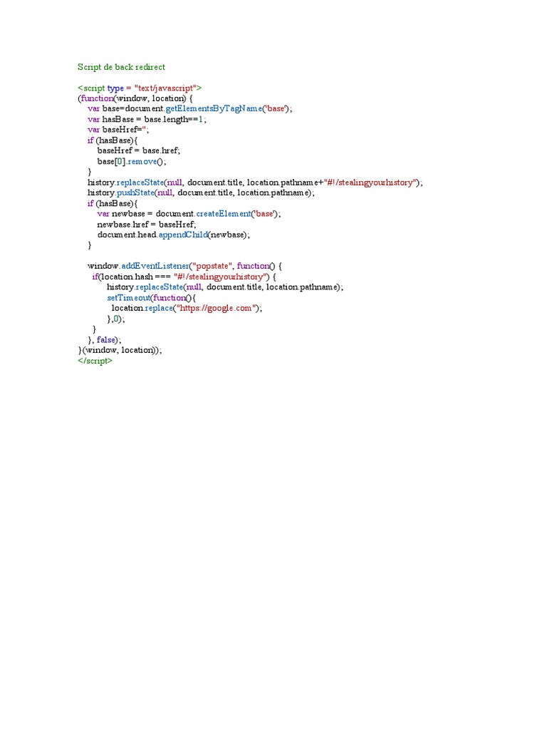 JavaScript Redirect Script | PDF